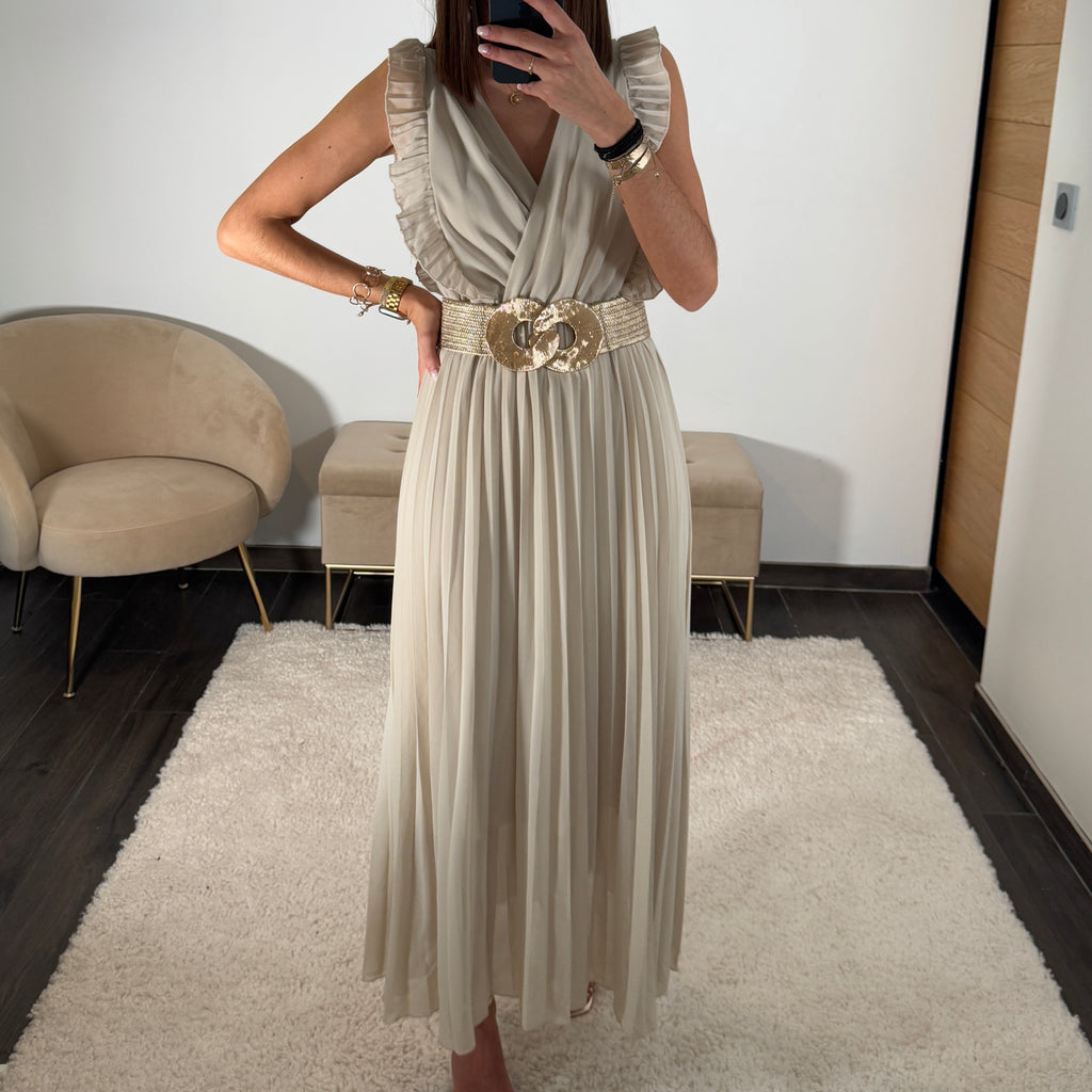 ROBE LONGUE BEIGE GABRIELLE – La Petite Somptueuse