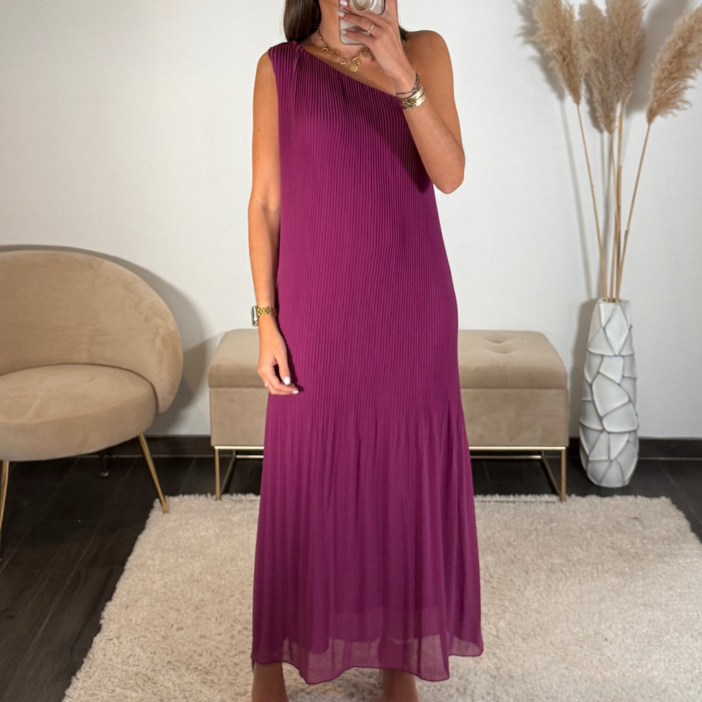 ROBE ASYMETRIQUE PRUNE VALERIA – La Petite Somptueuse
