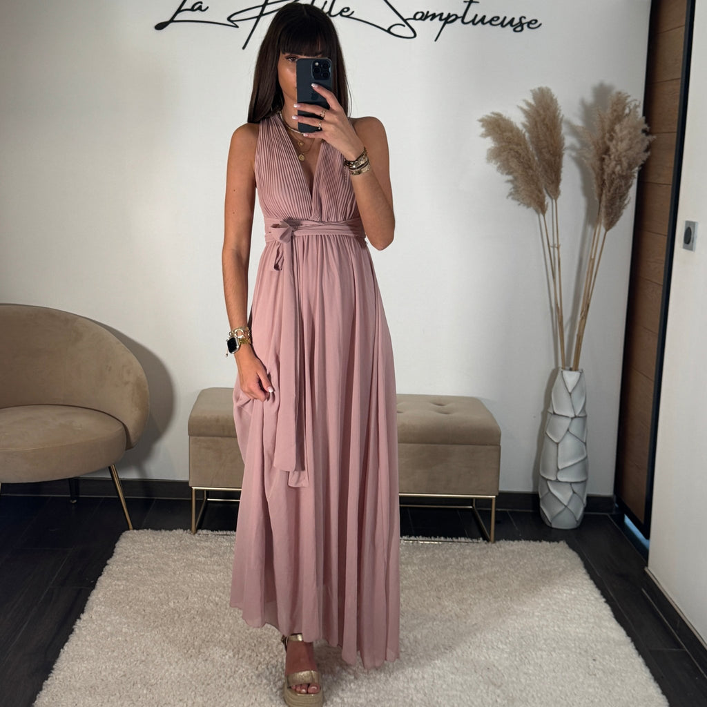 ROBE MULTIPOSITION ROSE OLYMPE – La Petite Somptueuse