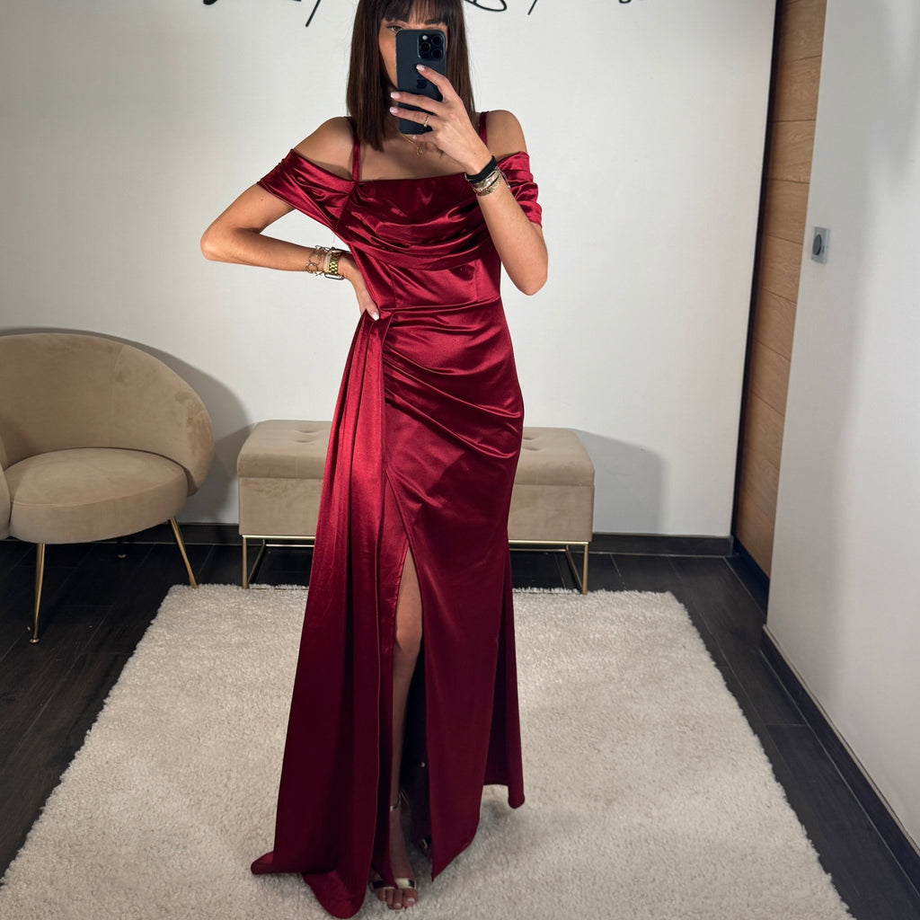 ROBE SATINÉE TERRACOTTA MARIA – La Petite Somptueuse