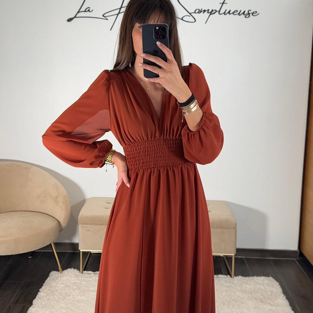 ROBE TERRACOTTA FLUIDE MARTA – La Petite Somptueuse