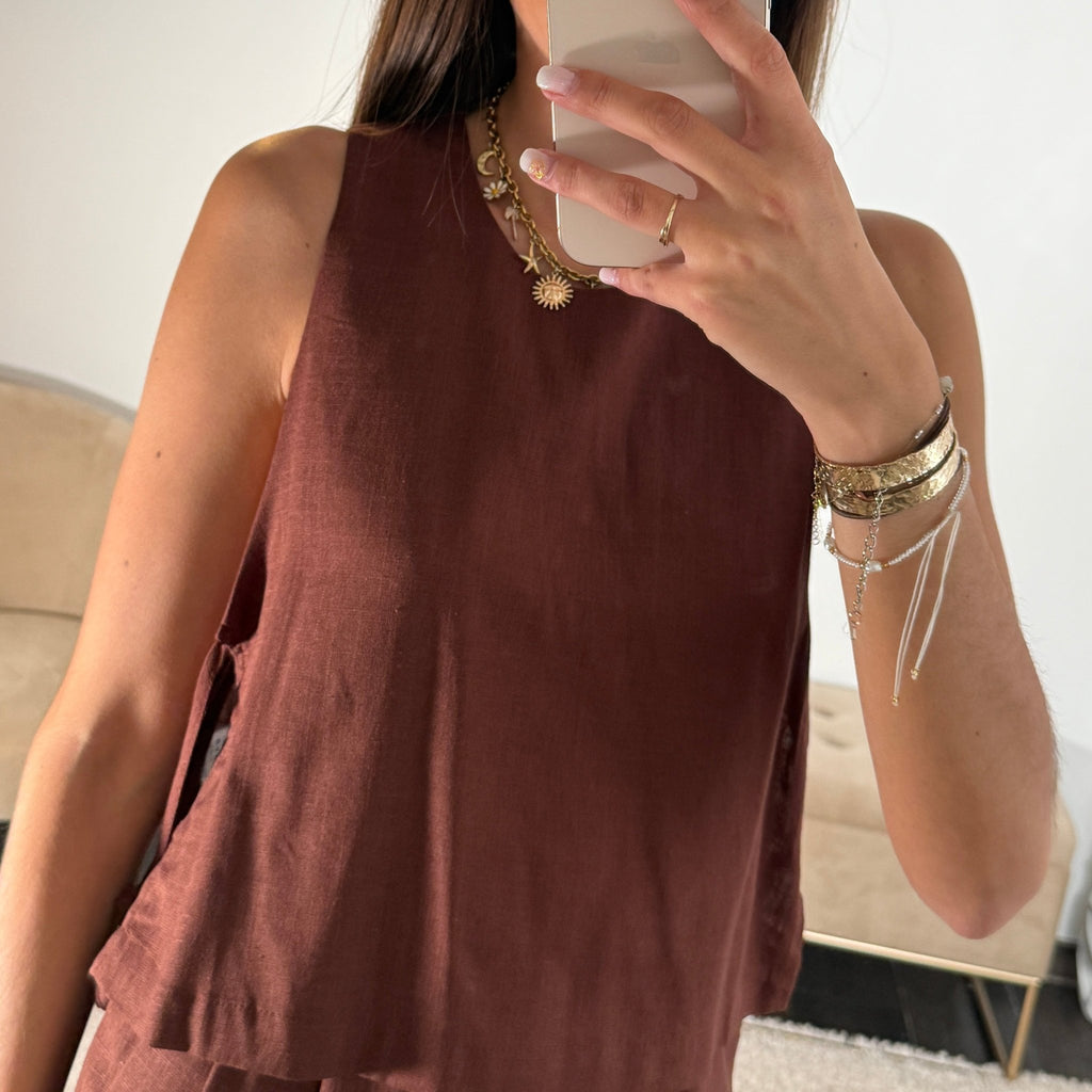TOP LIN MARRON UGO – La Petite Somptueuse