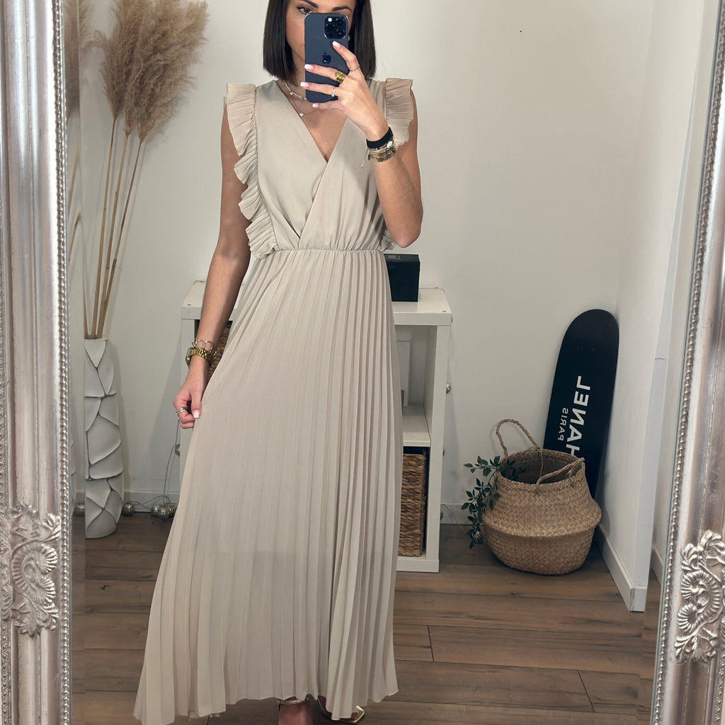 ROBE LONGUE BEIGE GABRIELLE – La Petite Somptueuse